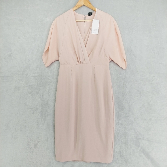 yoox | Dresses | New Yoox Blush Short Sleeve Wrap Bodycon Dress P5468 ...